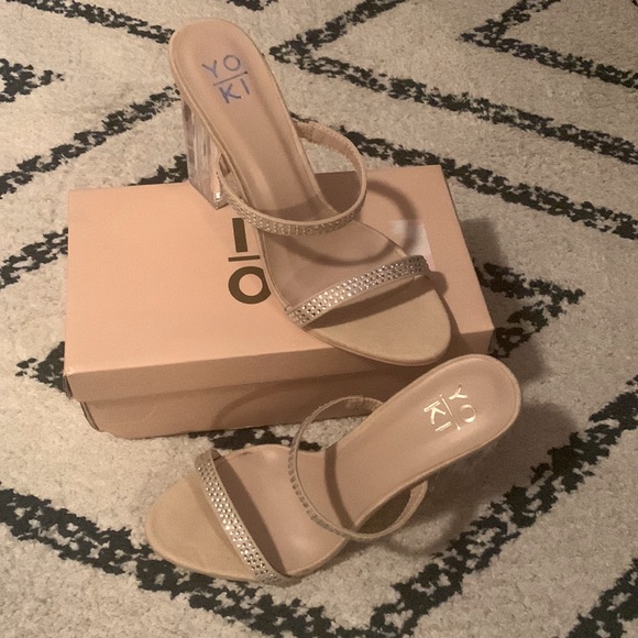 Yoki | Shoes | Brand New Beige Heels Clear Heel Size 8 | Poshmark